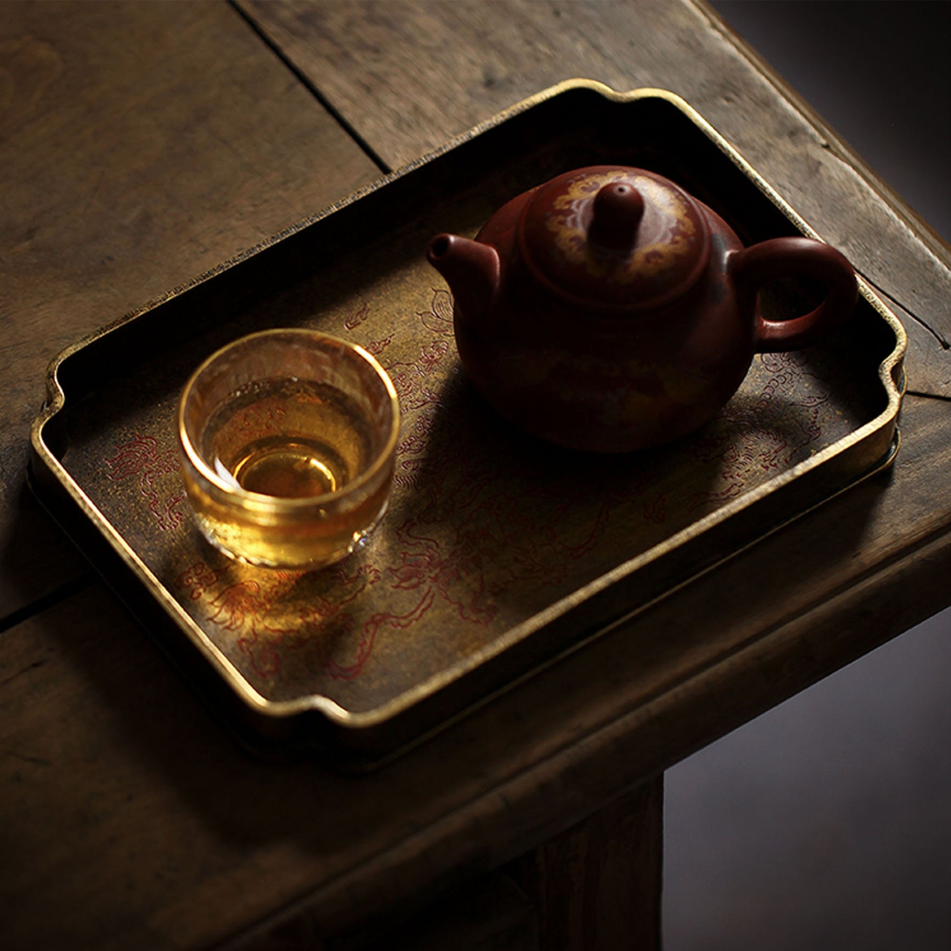 Handmade Brass Tea Tray/ Serving Tray, Vintage Oriental Style – theTeaCloud